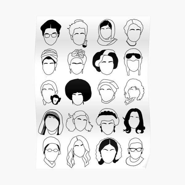 "Iconic Female Legends Original Art" Poster for Sale by ThinBlackLines ...