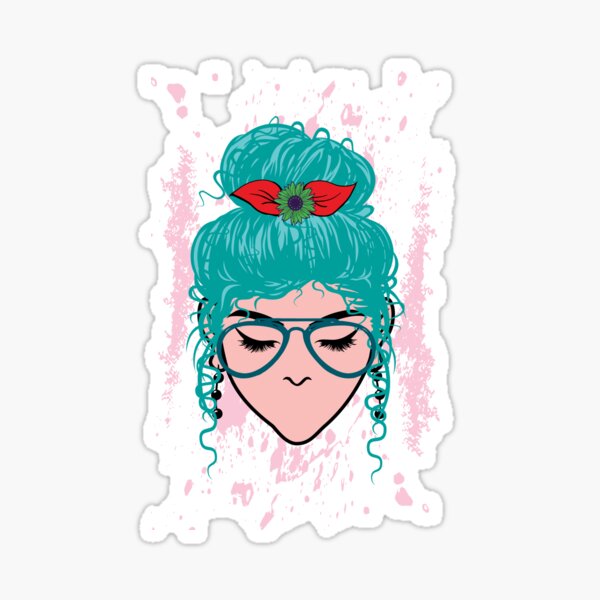 "Girl with blue hair-Sticker" Sticker for Sale by NicoSvgShop | Redbubble