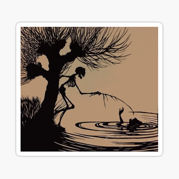 "Skeleton and Drowning Man" Sticker for Sale by GdLkngCrps | Redbubble