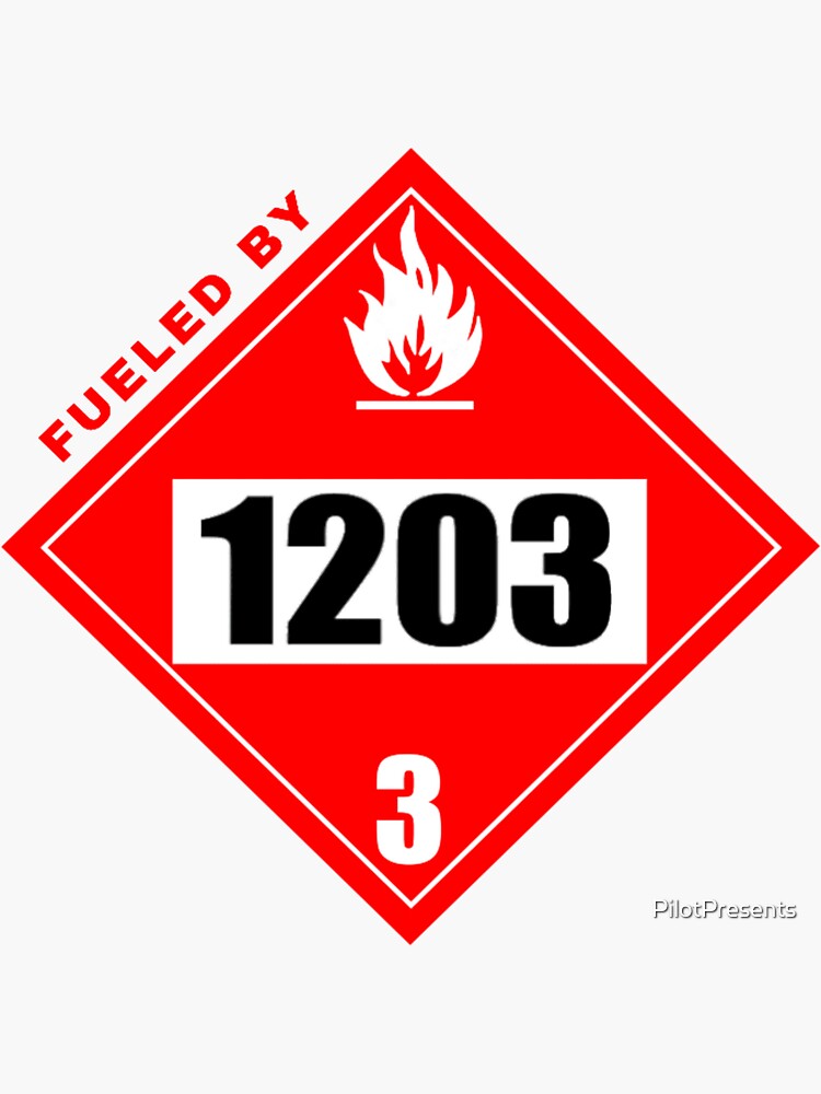 "Fueled by 1203" Sticker for Sale by PilotPresents | Redbubble