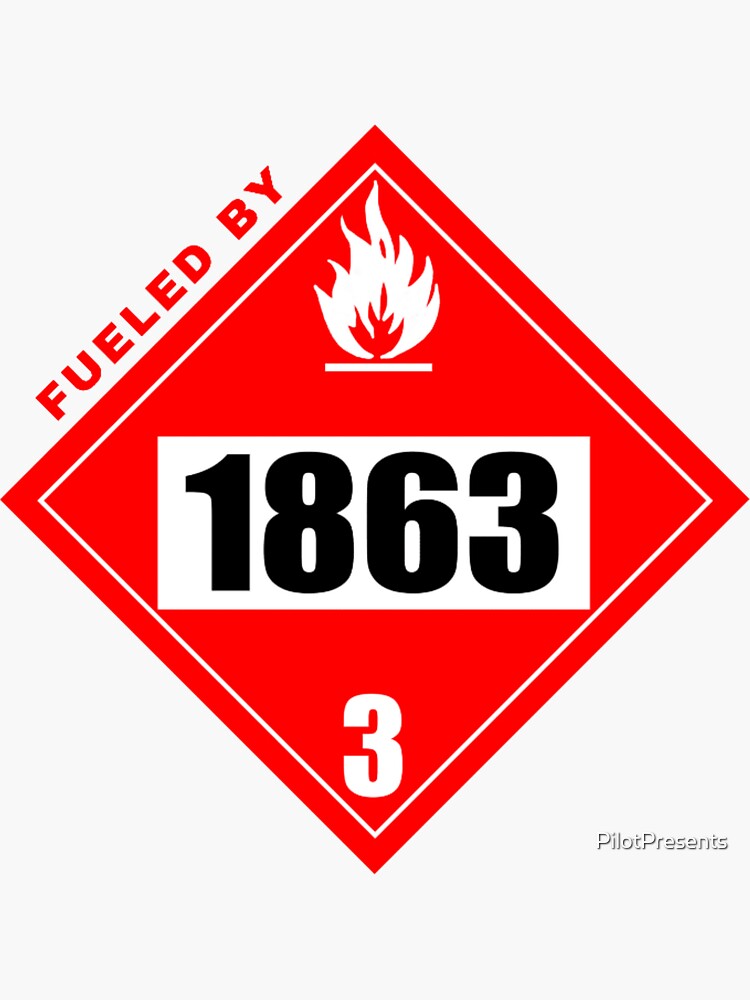 "Fueled by 1863" Sticker for Sale by PilotPresents | Redbubble
