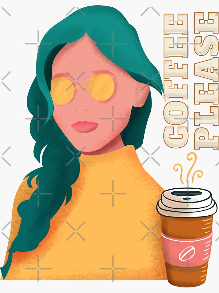 "Coffee Please" Sticker for Sale by MistyMind | Redbubble