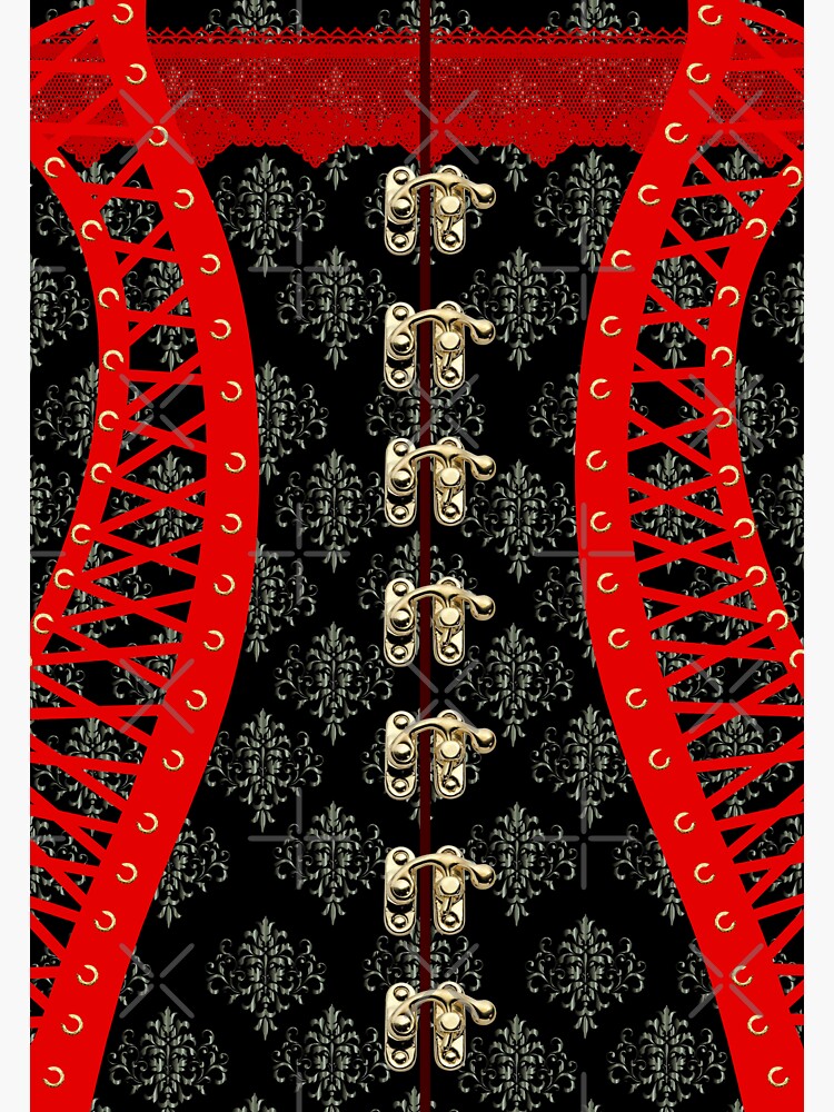 " Black with Red lacing Victorian corset" Sticker by Kestrelle | Redbubble