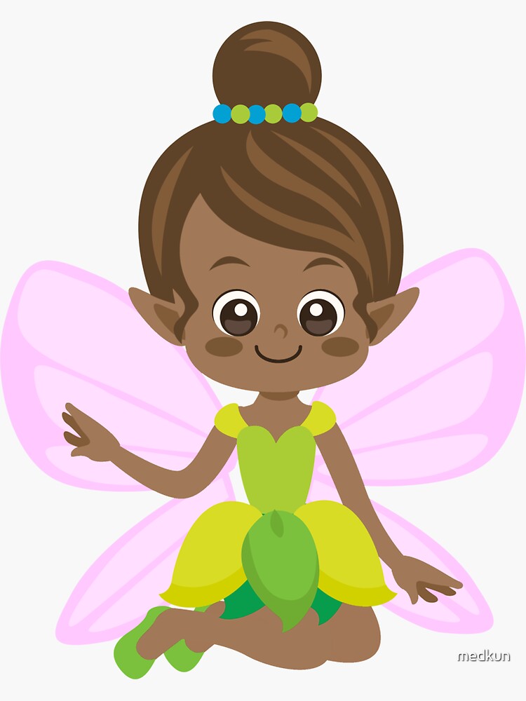 " Brown Skin Fairies magical Brown hair" Sticker by medkun | Redbubble