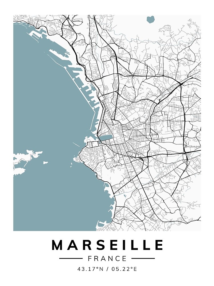 Póster «Mapa de Marsella (mapa de la ciudad, vintage, elegante ...