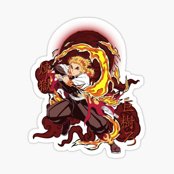Pegatina «Rengoku Kyojuro Fire - Kimetsu No Yaiba» de reelanimedragon ...