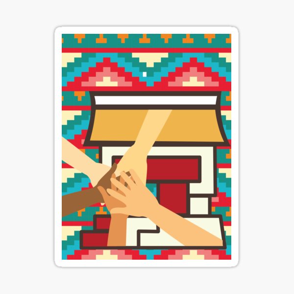 "Aztec Calli (House) with hands" Sticker for Sale by Mantra-tshirt ...