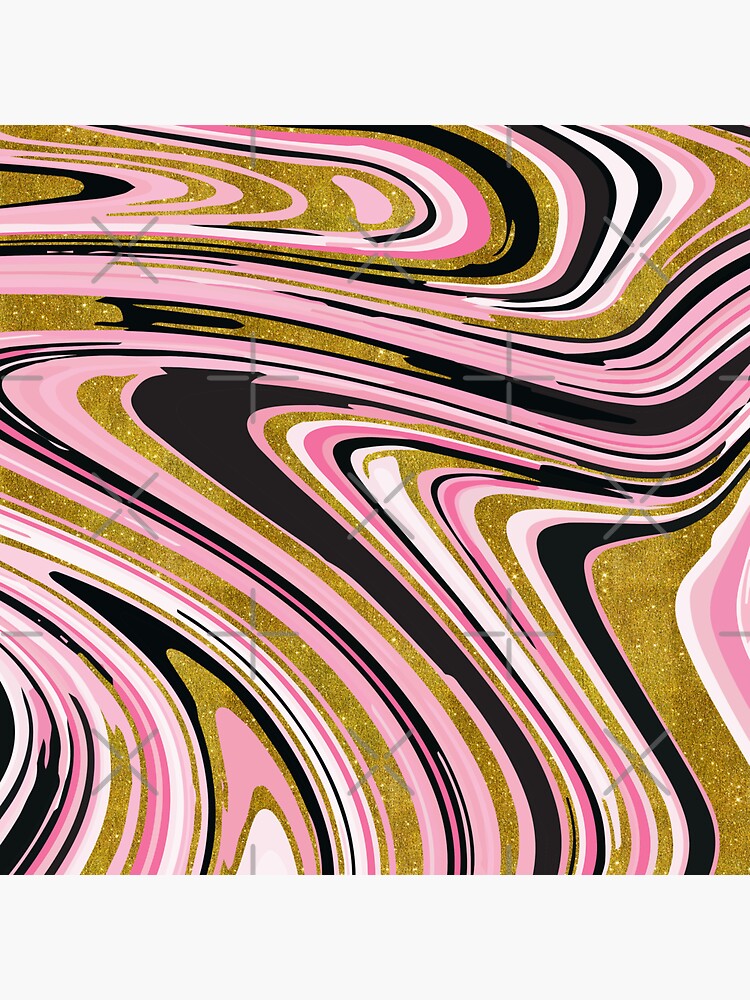 Pegatina «Brillo dorado y rosa con fondo negro Papel digital de ...