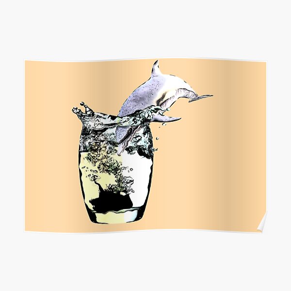 "Distorted Dolphin, Trippy Art - Dolphin Diving into a Glass of Water ...