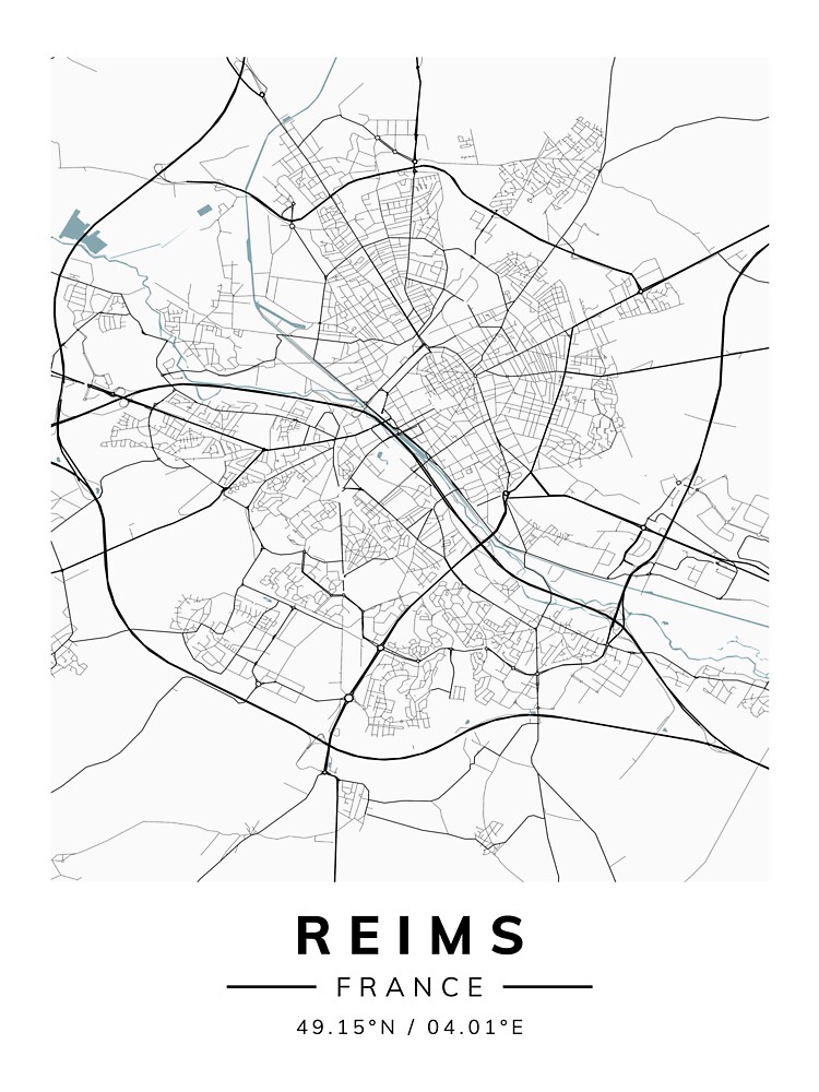 "Map of Reims (City Map, Vintage, Styled, Scandinavian)" Sticker for ...