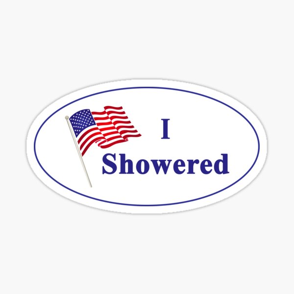 "I showered" Sticker for Sale by Soll-E | Redbubble