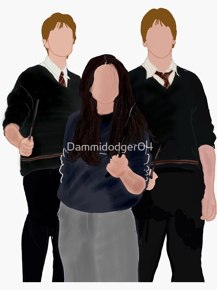 "Weasley twins and brunette girl " Sticker for Sale by Dammidodger04 ...