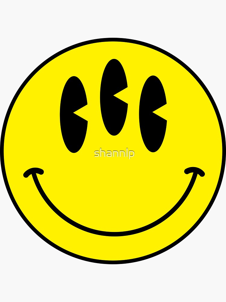 "Trippy 90s acid house three eyed smiley face" Sticker for Sale by ...