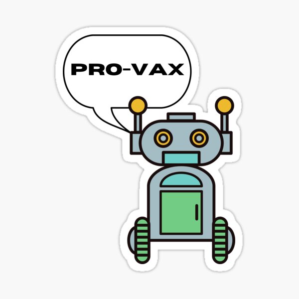 "Pro-Vax Cute Robot Simple Design" Sticker by HeyyoItsMat | Redbubble