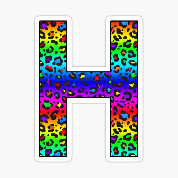 "The Letter H - Monogram in Dark Rainbow Leopard Print" Sticker by ...