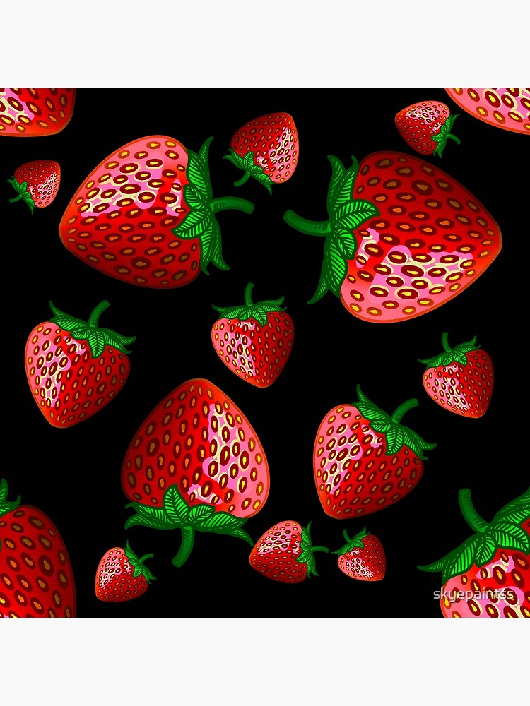"Black Strawberry Pattern Aesthetic " Photographic Print for Sale by ...