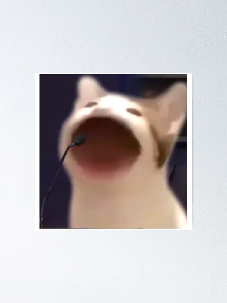 "cat with microphone meme" Poster for Sale by samar-n | Redbubble