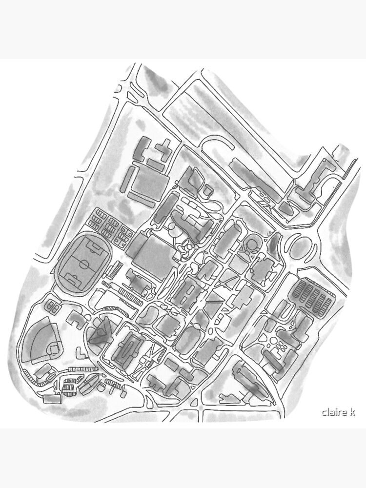 "lazy map of american university campus: black and white" Poster by ...