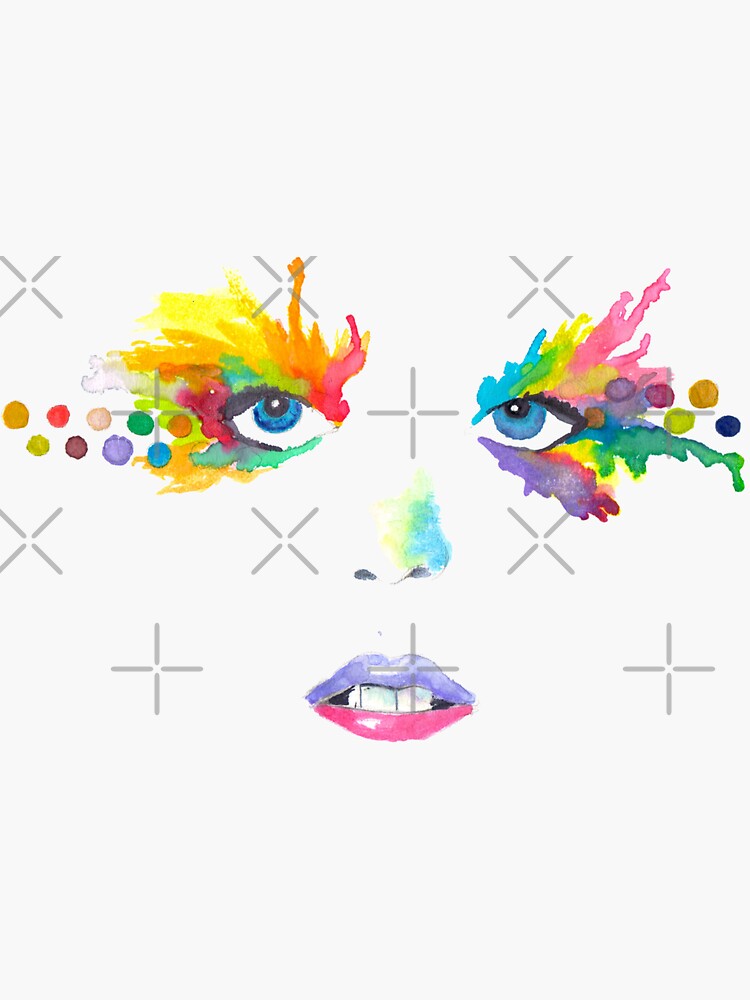 "Psychedelic Face Art" Sticker for Sale by Kaikouri | Redbubble