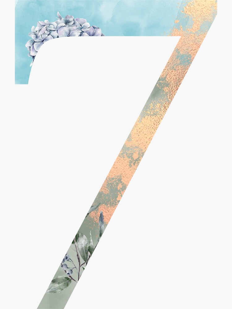 Pegatina «Número siete séptimo número de dígitos florales amantes ...