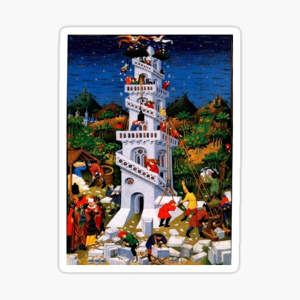 "Tower of Babel, from the book Bedford Hours" Sticker for Sale by ...