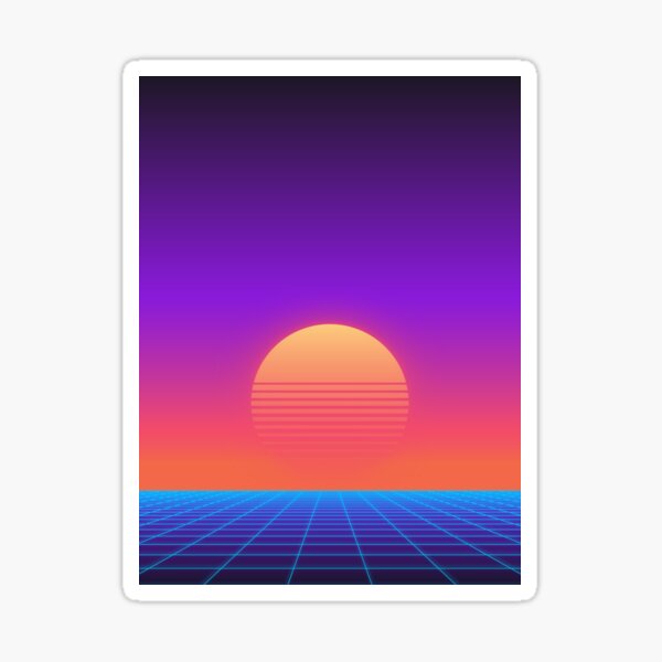 "Retro Vaporwave Sunset Design" Sticker by justjonboy | Redbubble