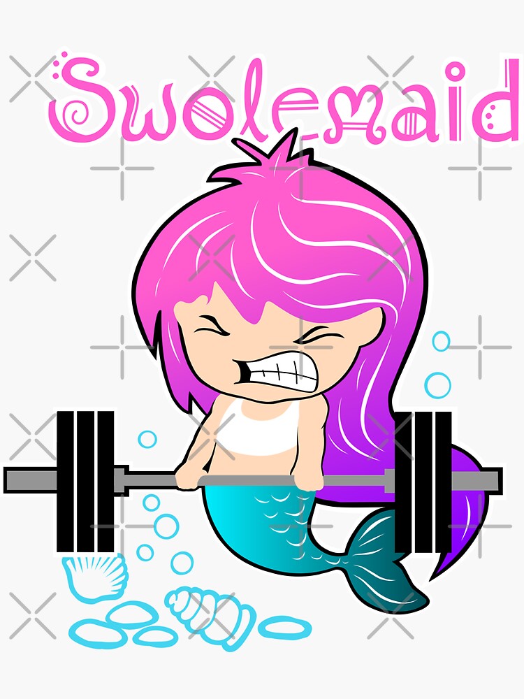 " Barbell Mermaid Strong Girl" Sticker by TimAddisonArt | Redbubble