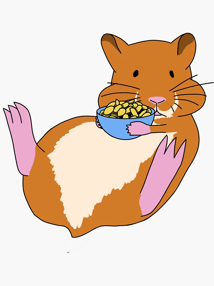 "Cosy hamster with a snack" Sticker by Kaatsaanaq | Redbubble