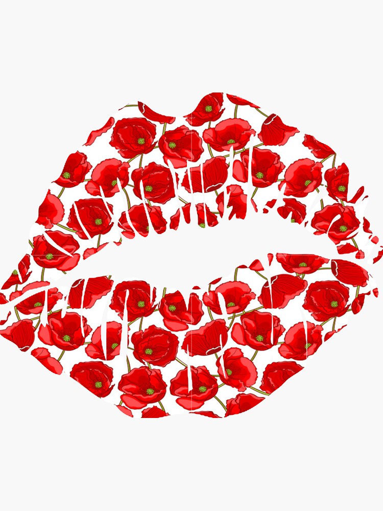 "Poppy Lips" Sticker by Jooliart | Redbubble