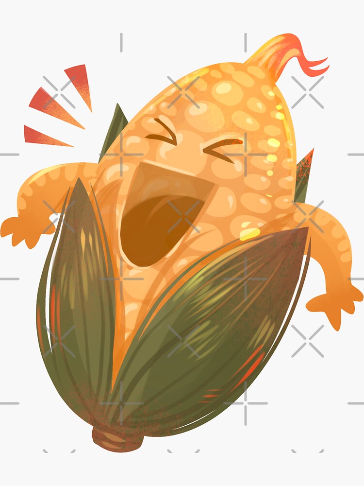 "Laughing Corn on the Cob" Sticker for Sale by GalaxyChicken | Redbubble