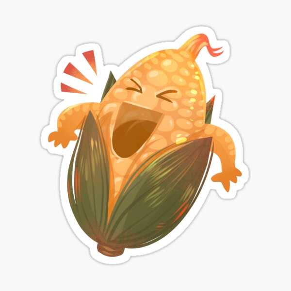 "Laughing Corn on the Cob" Sticker for Sale by GalaxyChicken | Redbubble