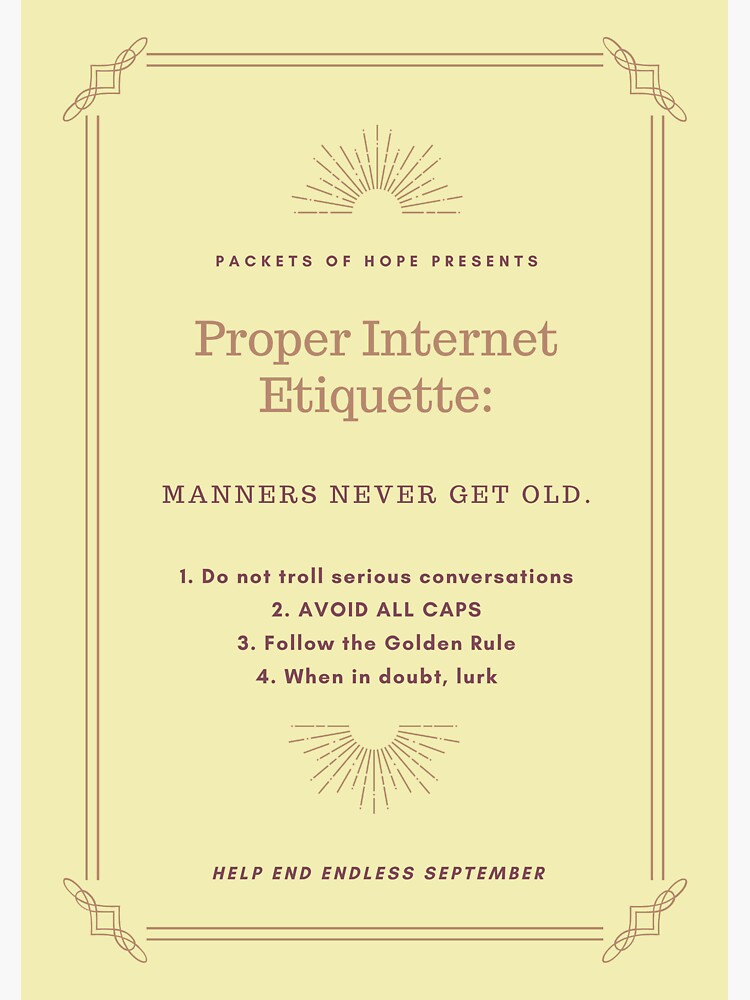 "Netiquette" Sticker for Sale by PacketsOfHope | Redbubble