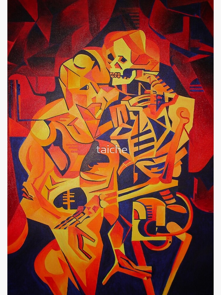 "A Skeleton And A Corpse Embracing Death Cubism Art" Art Print for Sale ...