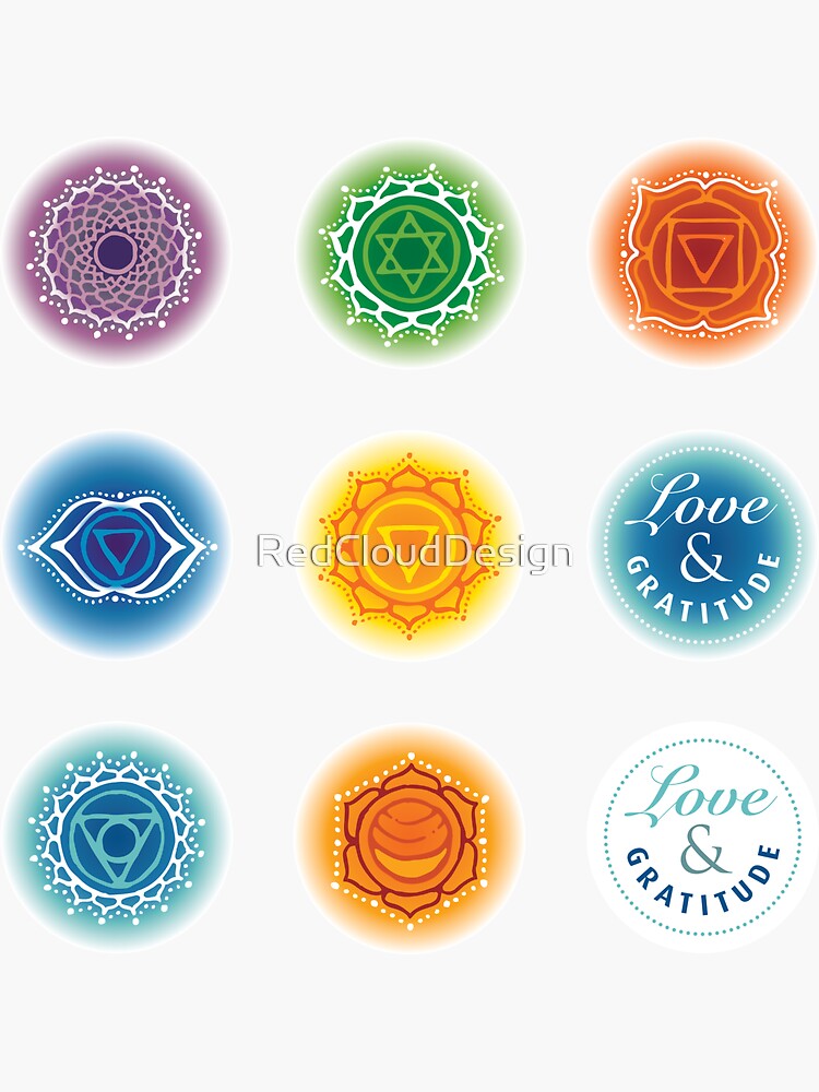 "Chakra bottle stickers" Sticker for Sale by RedCloudDesign | Redbubble