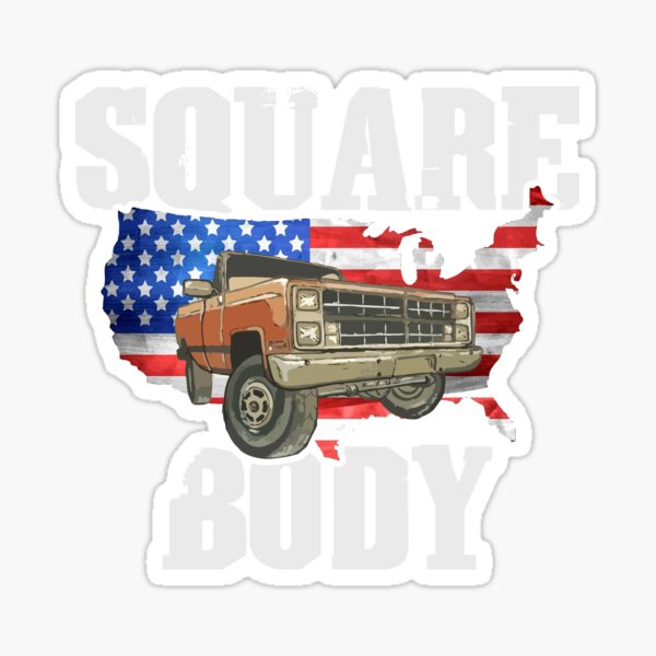 "Square Body - American Flag Truck Lovers" Sticker by roxy7922 | Redbubble