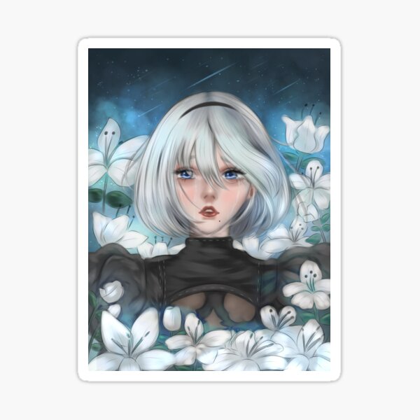 "2B fanart" Sticker by bluuuberrisan | Redbubble