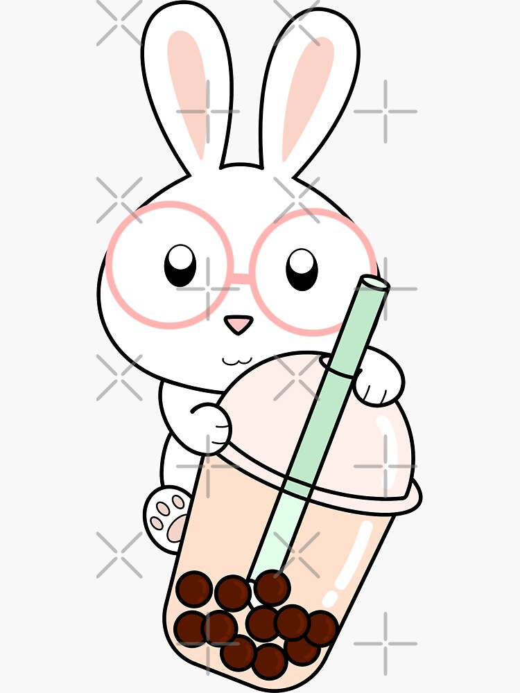"Cute Bunny with Bubble Tea" Sticker for Sale by cutebunbun | Redbubble