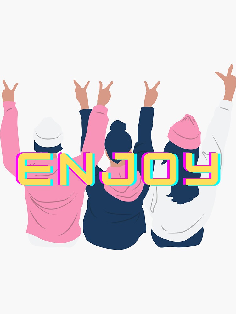 "ENJOY!" Sticker for Sale by synapsemall | Redbubble