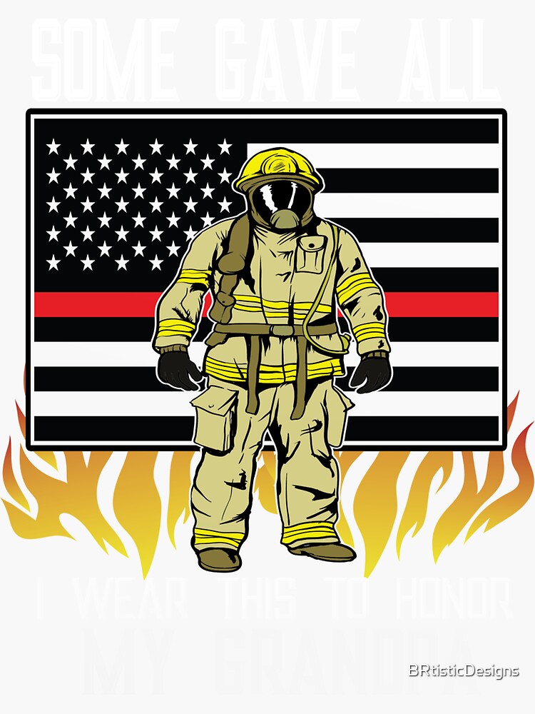"Thin Red Line Firefighter Grandpa design firemen gift idea" Sticker ...