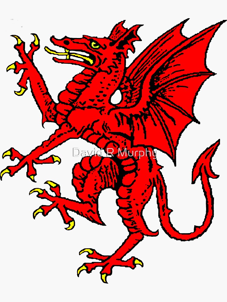 "Red Heraldic Dragon" Sticker by DavidRMurphy | Redbubble