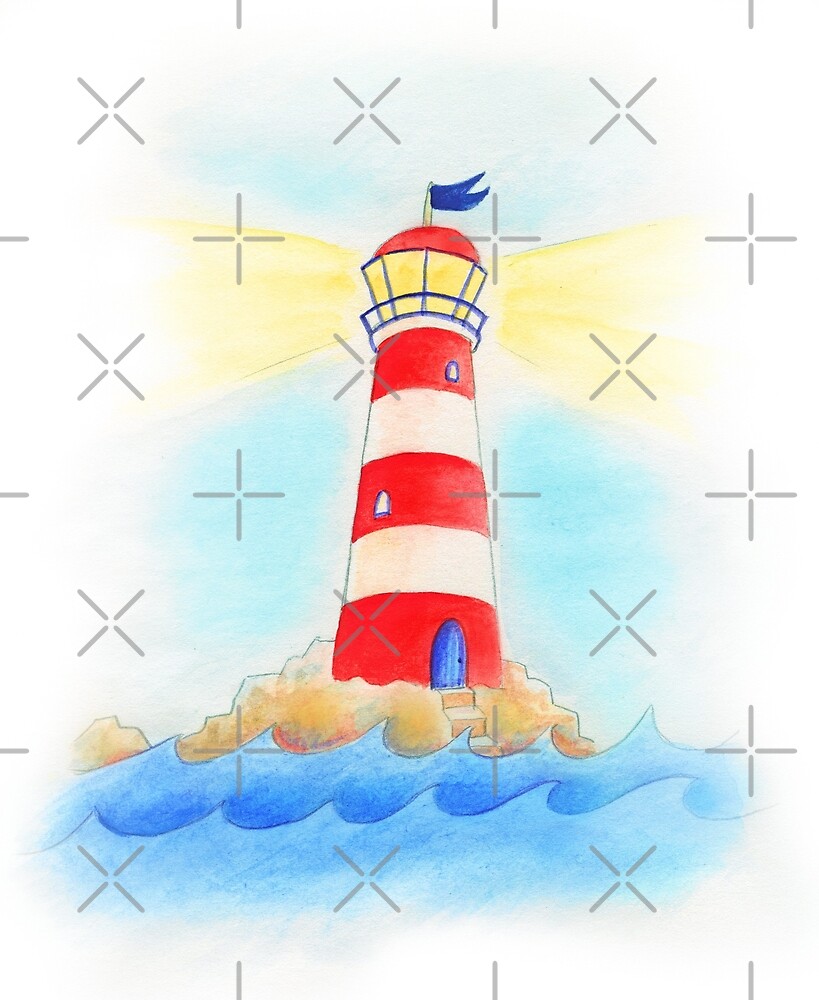 "Lighthouse whimsical watercolor art " by Sarah Trett | Redbubble