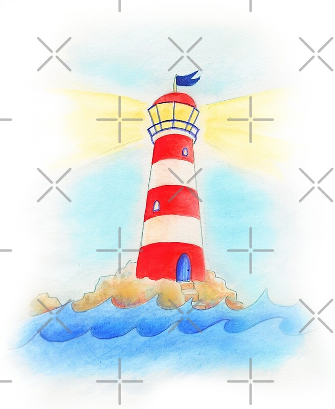 "Lighthouse whimsical watercolor art " by Sarah Trett | Redbubble