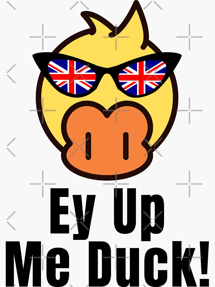 "Ey Up Me Duck" Sticker for Sale by ModkMerch | Redbubble