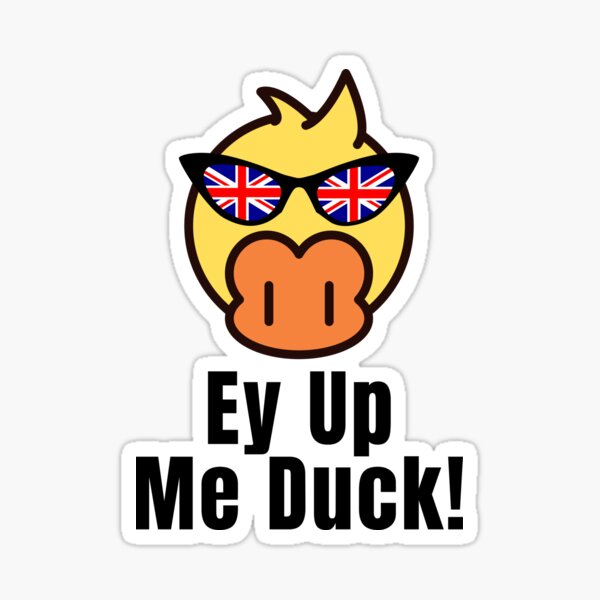 "Ey Up Me Duck" Sticker for Sale by ModkMerch | Redbubble