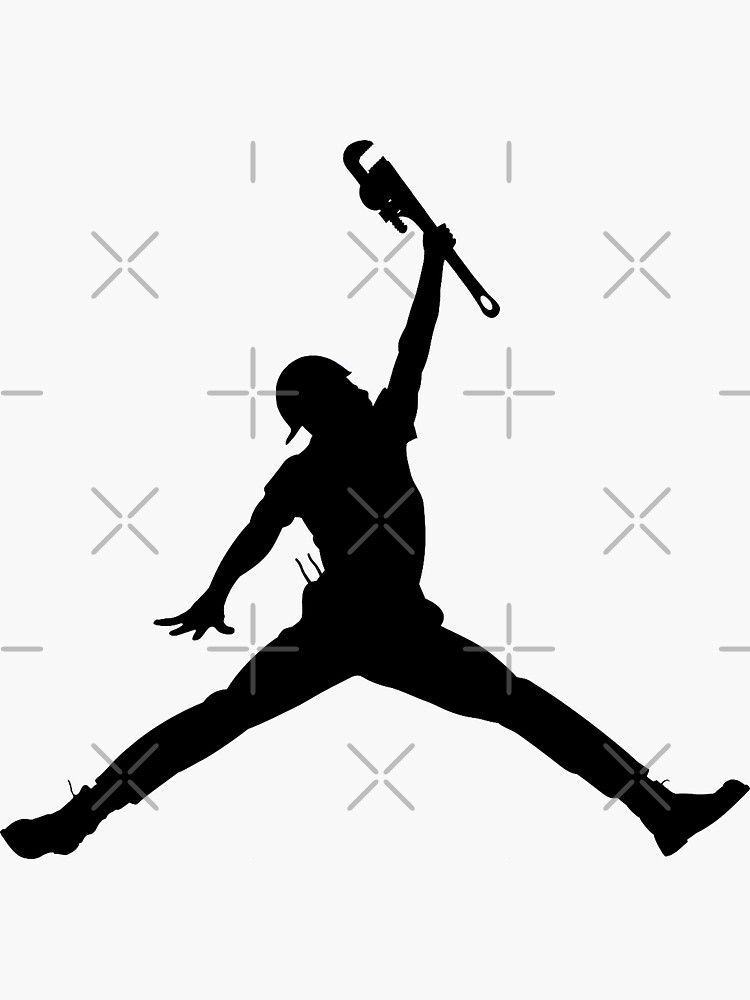 "Pipe Wrench Jumpman" Sticker for Sale by Tradeology | Redbubble