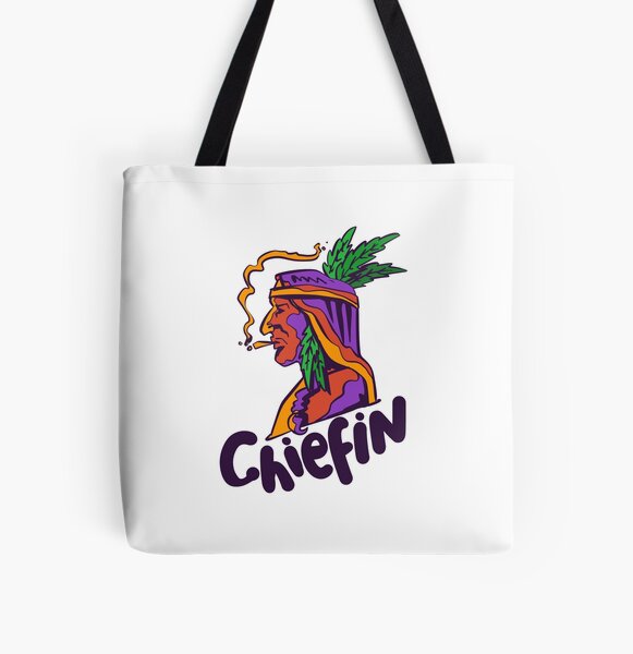 "Chiefin Cannabis Weed Native Smoking Gift" Tote Bag for Sale by ...