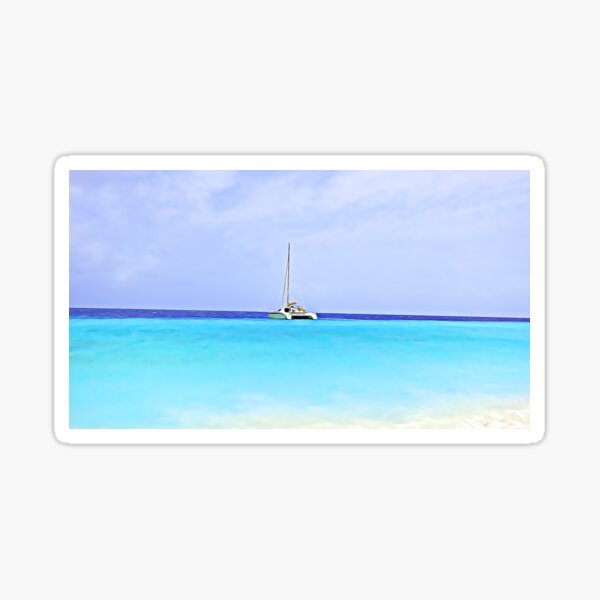 "Catamaran at Beach in Caribbean Ocean" Sticker for Sale by ...