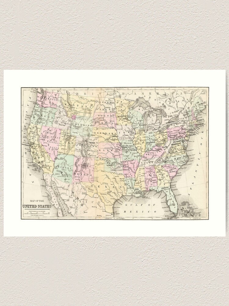 "old united states of america map" Art Print for Sale by ...
