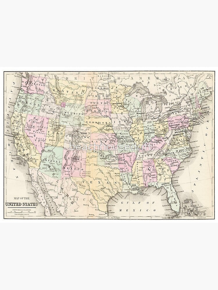 "old united states of america map" Art Print for Sale by ...