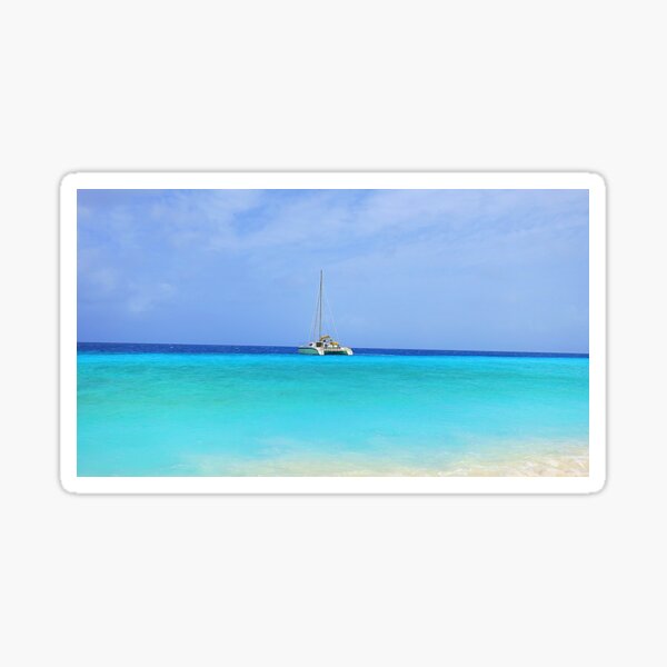 "Catamaran at Beach in Caribbean Ocean" Sticker by PolarNightNomad ...